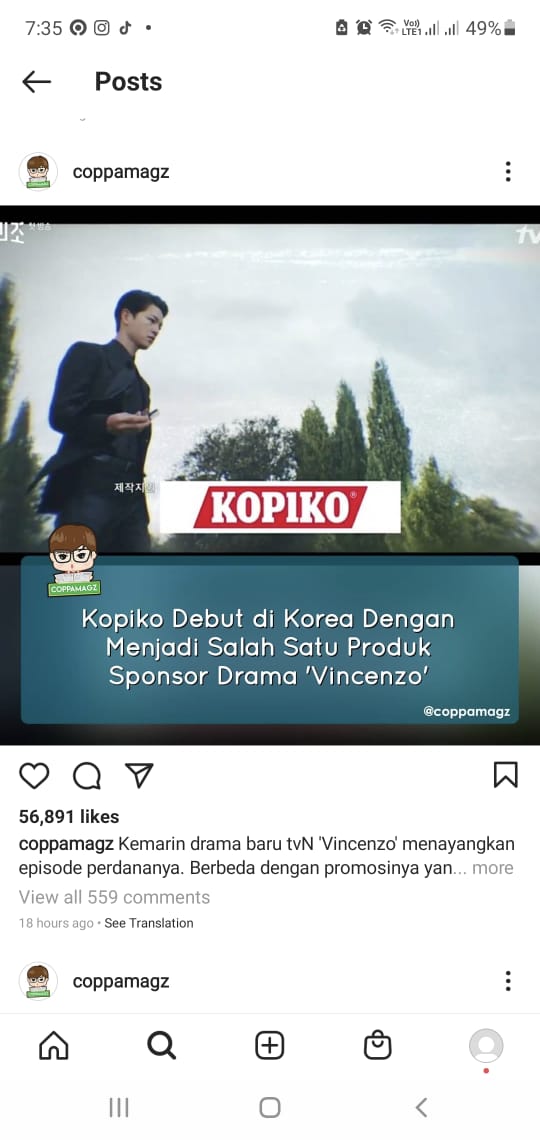 Kopiko Sponsori Drama Korea Vincenzo yang dibintangi Song Joong Ki ...
